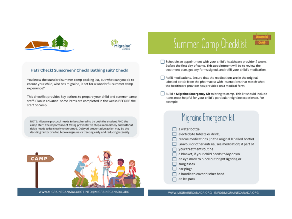 Summer Camp Checklist - Migraine Canada